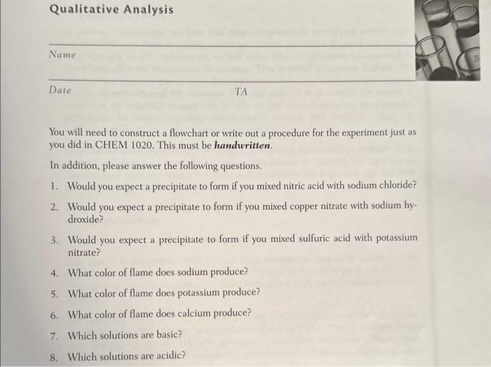 Solved Qualitative Analysis Name Date TA You will need to | Chegg.com