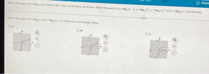 Solved Points Sketch the graph of y= log2x as a dashed line. | Chegg.com