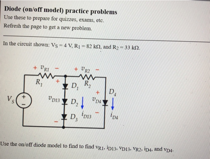 Solved Diode (on/off model) practice problems Use these to | Chegg.com
