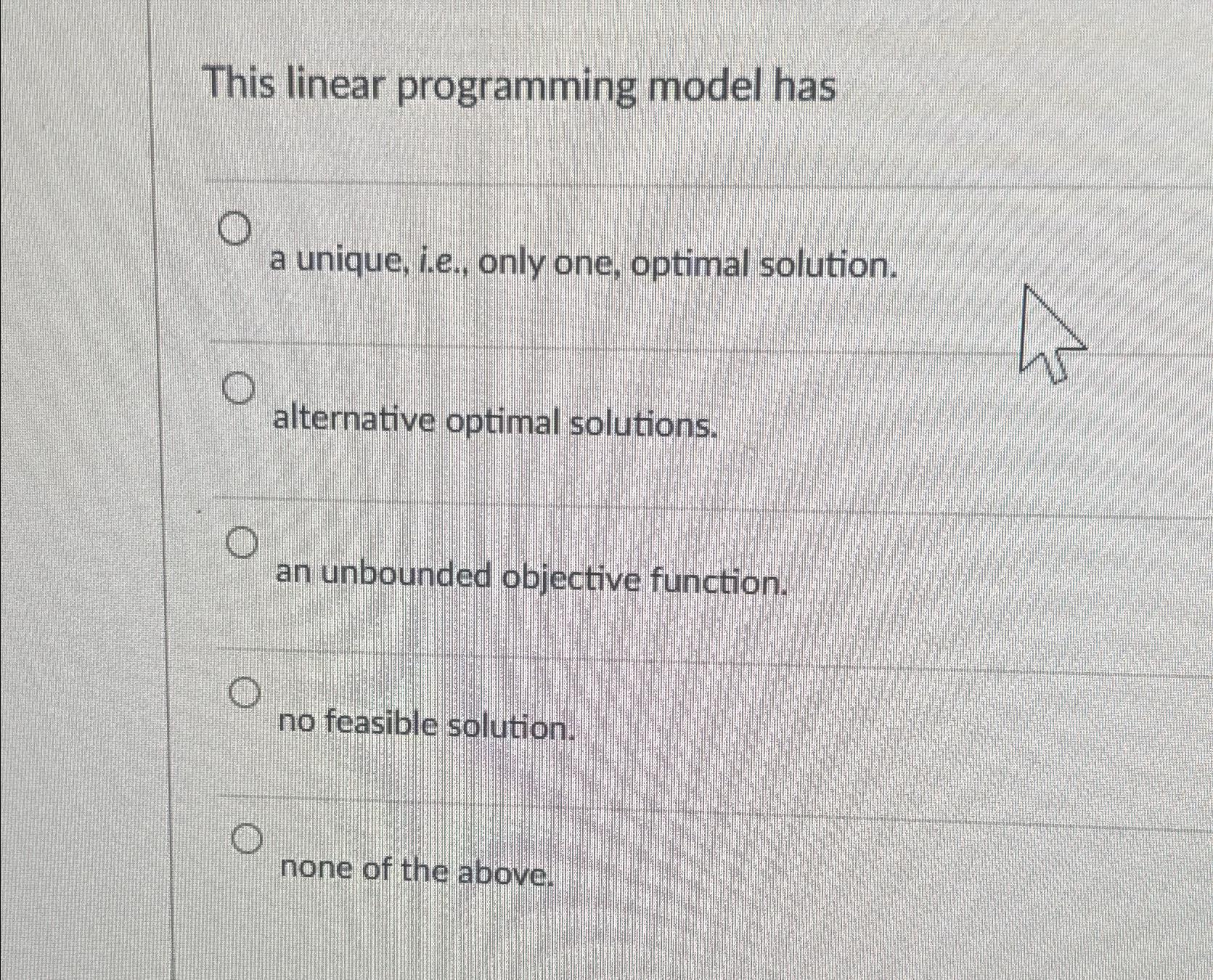 Solved This linear programming model hasa unique, i.e., | Chegg.com