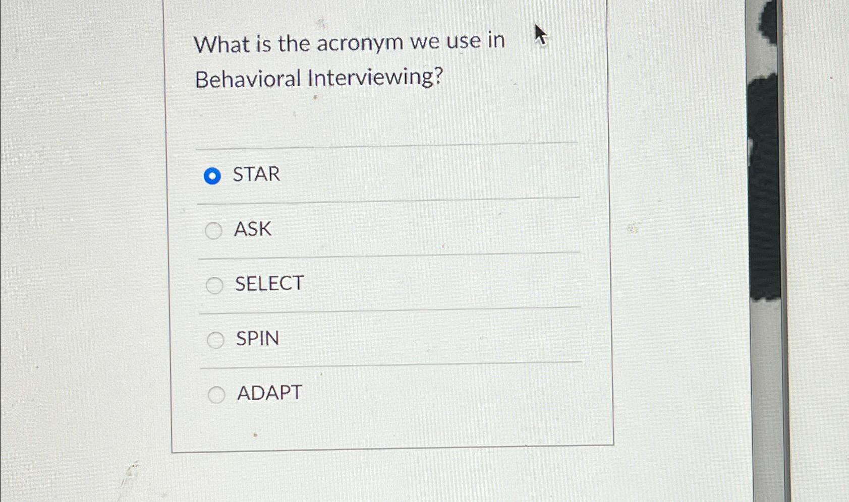 Solved What is the acronym we use in Behavioral | Chegg.com
