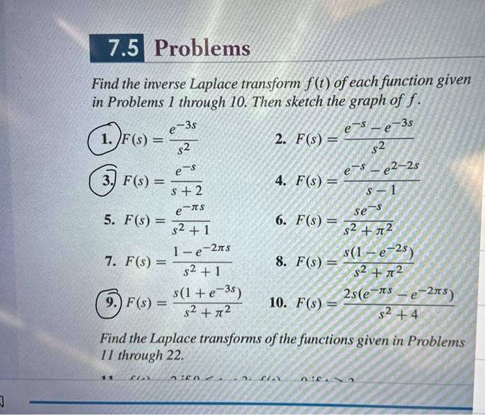 Solved Find the inverse Laplace transform f(t) of each | Chegg.com