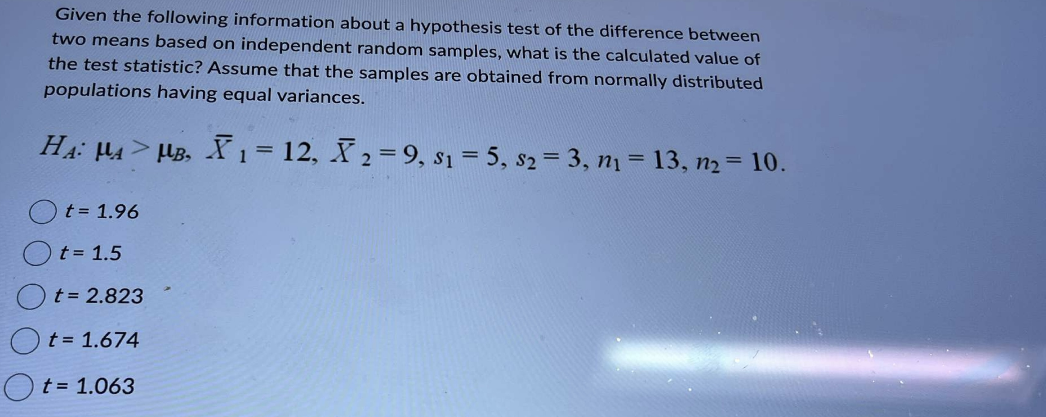 Solved Given the following information about a hypothesis | Chegg.com