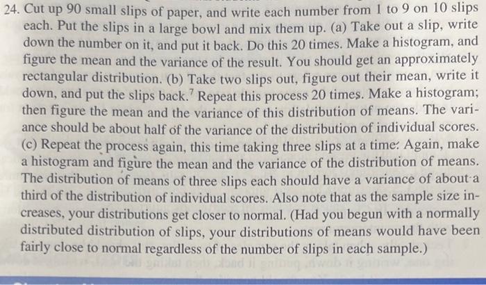 Solved 24. Cut up 90 small slips of paper, and write each | Chegg.com