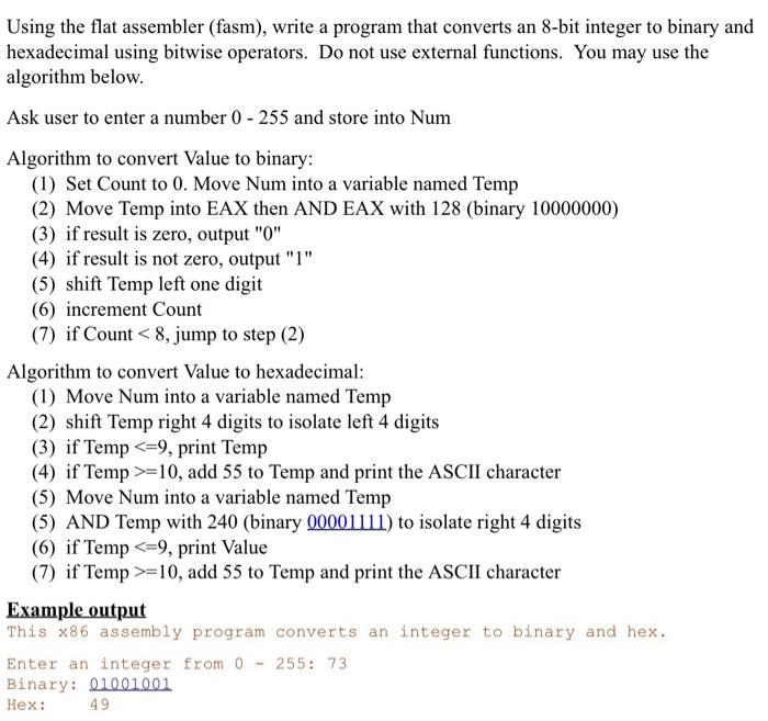 Solved Using The Flat Assembler Fasm Write A Program That 0621