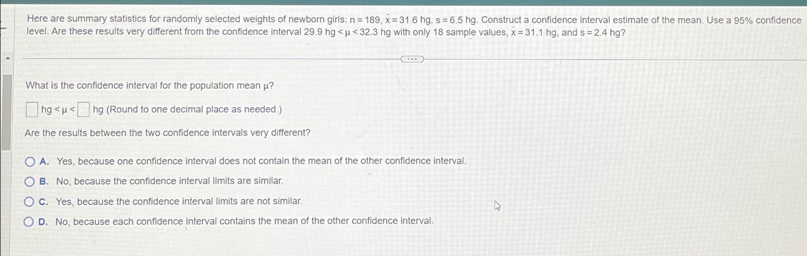 Solved Here are summary statistics for randomly selected | Chegg.com