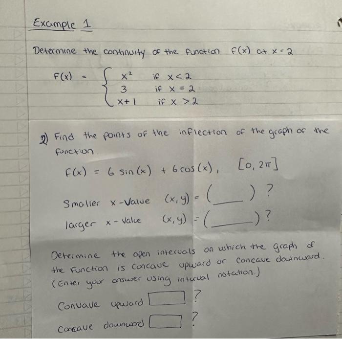 Solved Determine the continuity of the function f(x) at x=2 | Chegg.com