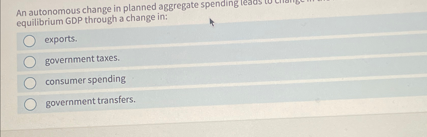 Solved An autonomous change in planned aggregate spending | Chegg.com