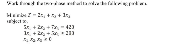 Solved Work through the two-phase method to solve the | Chegg.com