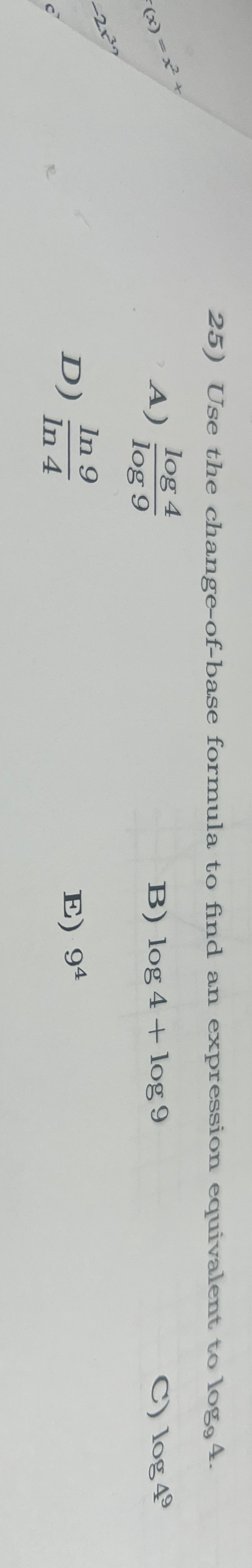 Solved Use the change-of-base formula to find an expression | Chegg.com