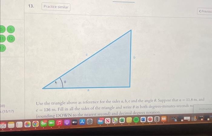 Solved Use the triangle above as reference for the sides | Chegg.com