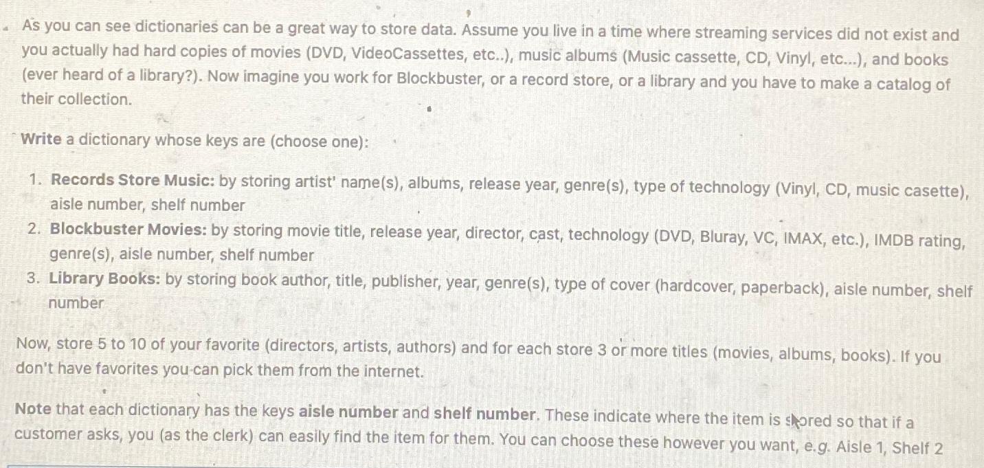 Solved As you can see dictionaries can be a great way to | Chegg.com