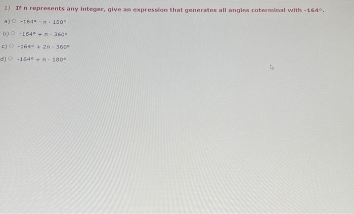 Solved 1) If n represents any integer, give an expression | Chegg.com