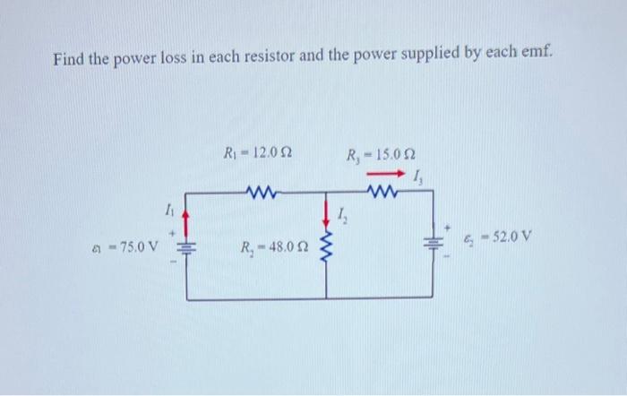 Solved Find the power loss in each resistor and the power | Chegg.com