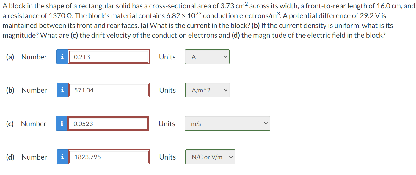 Solved A block in the shape of a rectangular solid has a | Chegg.com