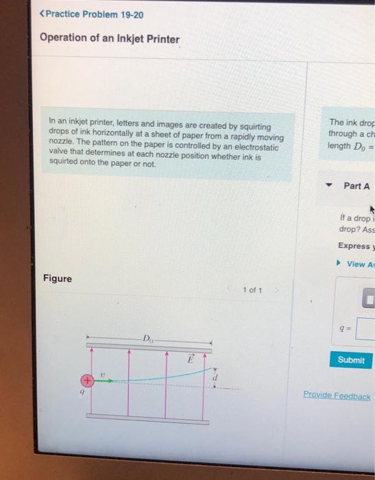 Solved Operation of an Inkjet Printer In an inkjet printer, | Chegg.com