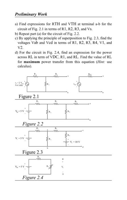 Solved a) Find expressions for RTH and VTH at terminal a-b | Chegg.com