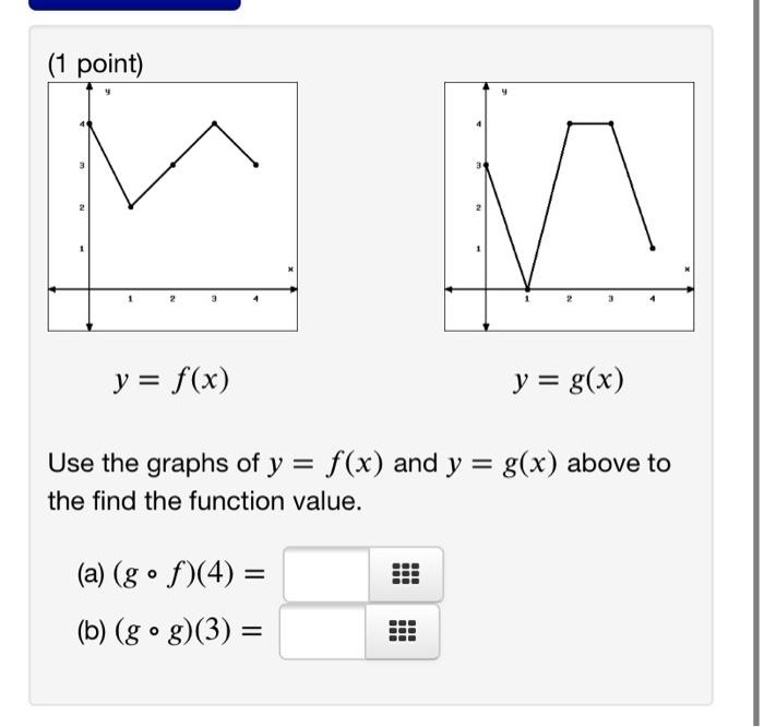 Solved y=f(x) y=g(x) Use the graphs of y=f(x) and y=g(x) | Chegg.com