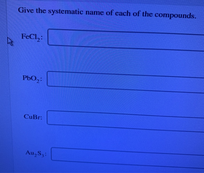 Solved Give the systematic name of each of the compounds. | Chegg.com