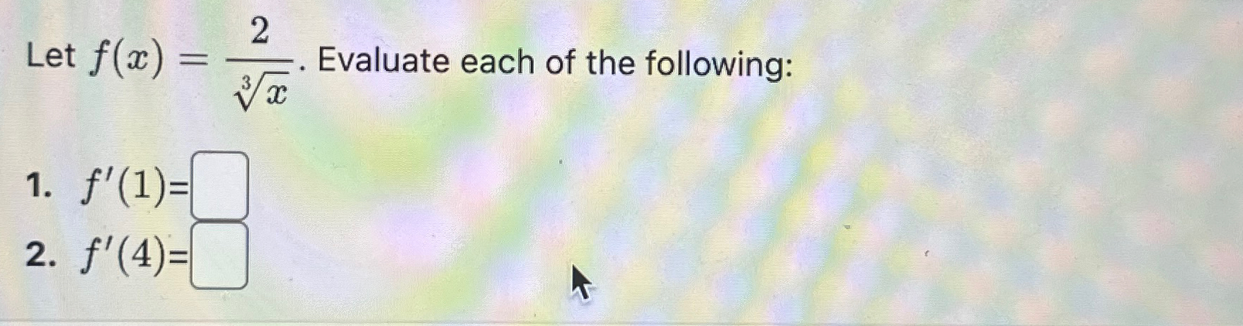 Solved Let f(x)=2x3. ﻿Evaluate each of the | Chegg.com