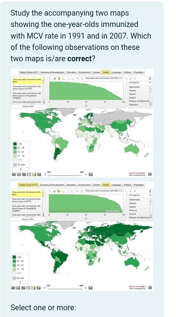 Study the accompanying two maps showing the | Chegg.com