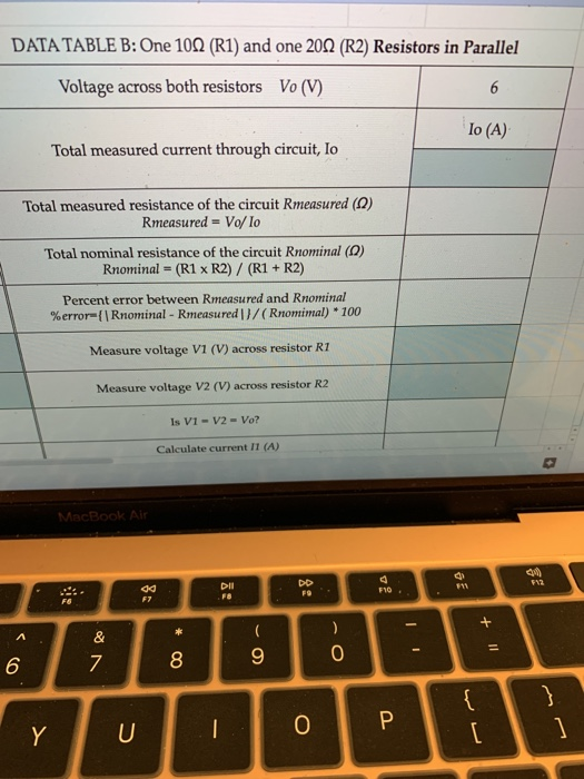Solved DATA TABLE B: One 100 (R1) and one 200 (R2) Resistors | Chegg.com