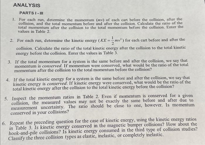 Solved Table 2Table 31. For each run, determine the momentum | Chegg.com