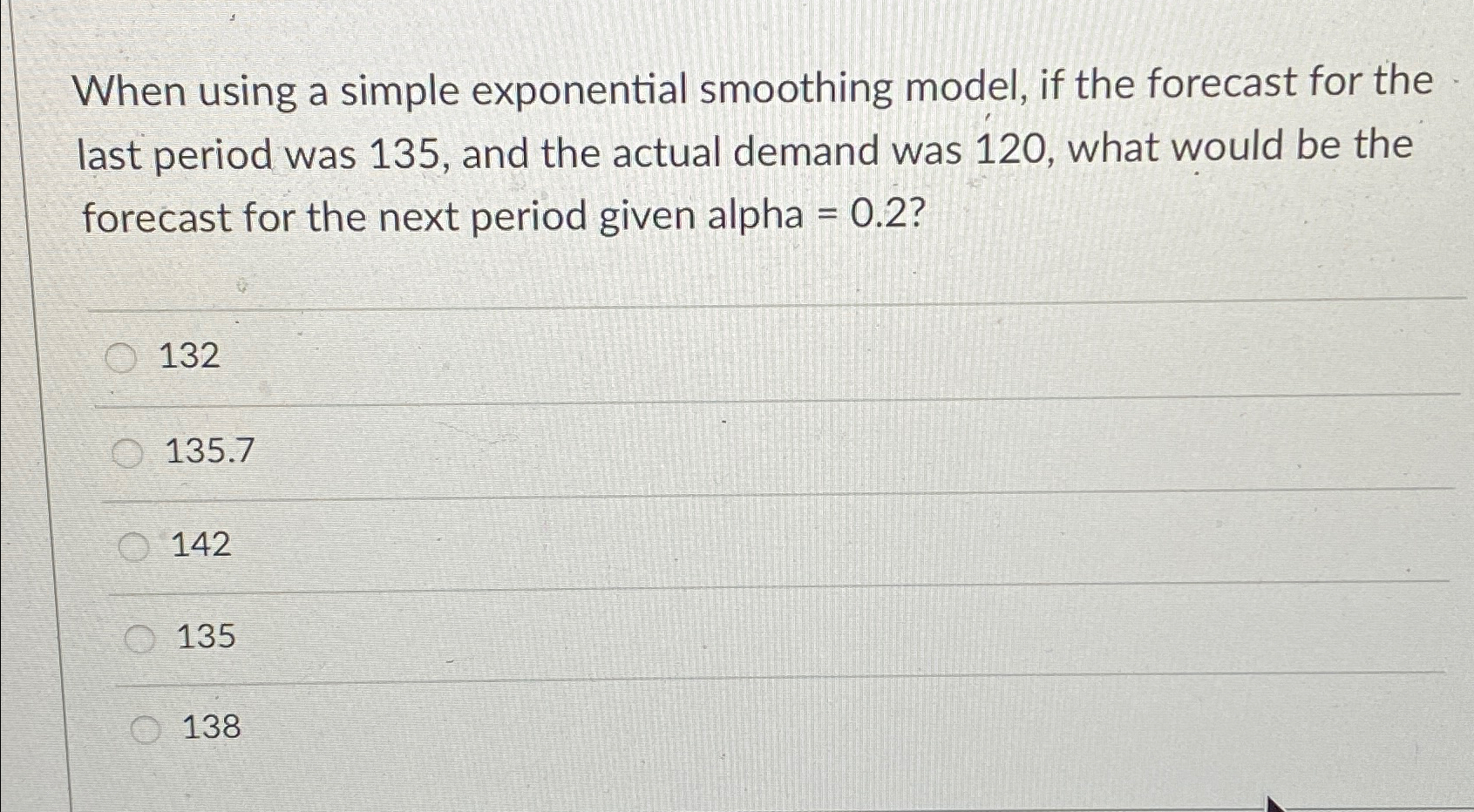 Solved When using a simple exponential smoothing model, if | Chegg.com