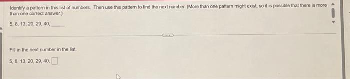 Solved Identify a pattern in this list of numbers. Then use | Chegg.com