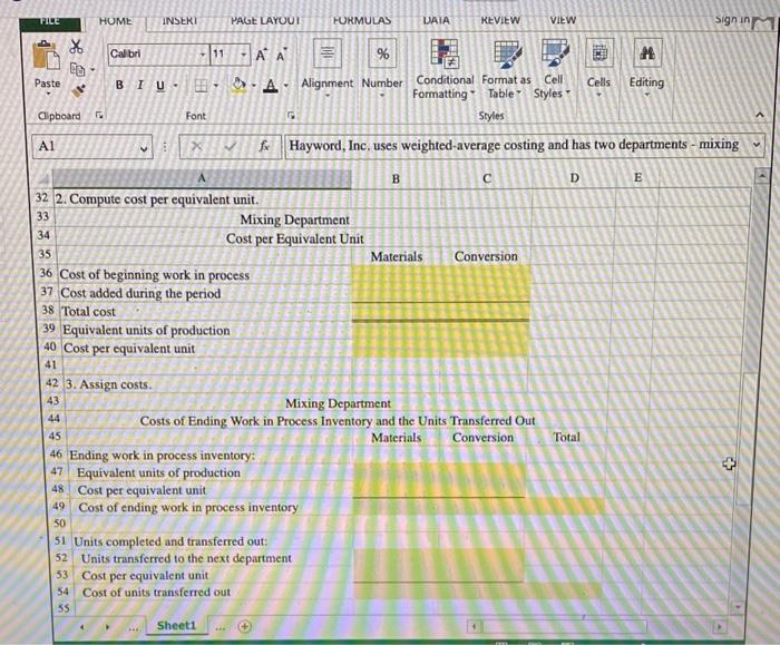 Solved Excel SIM: Process Costing using the Weighted-Average | Chegg.com Solved Excel SIM: Process Costing using the Weighted-Average | Chegg.com