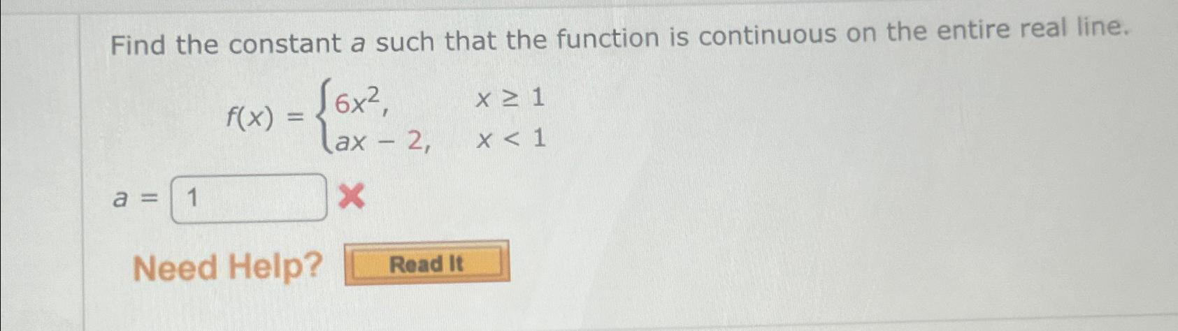 Solved Find the constant a such that the function is | Chegg.com