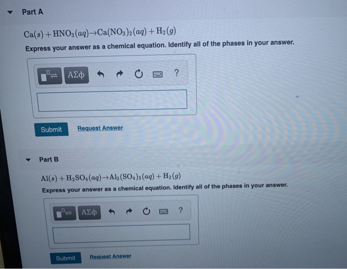 Solved Part A Ca(s) + HNO3(aq) →Ca(NO3)2(aq) + H2(g) Express | Chegg.com