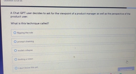 Solved Cuestion 13 ﻿of 15A Chat GPT user decides to ask for | Chegg.com