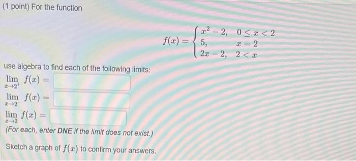 Solved (1 point) For the function | Chegg.com