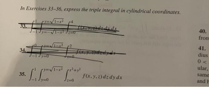 Solved In Exercises 33-36, express the triple integral in | Chegg.com