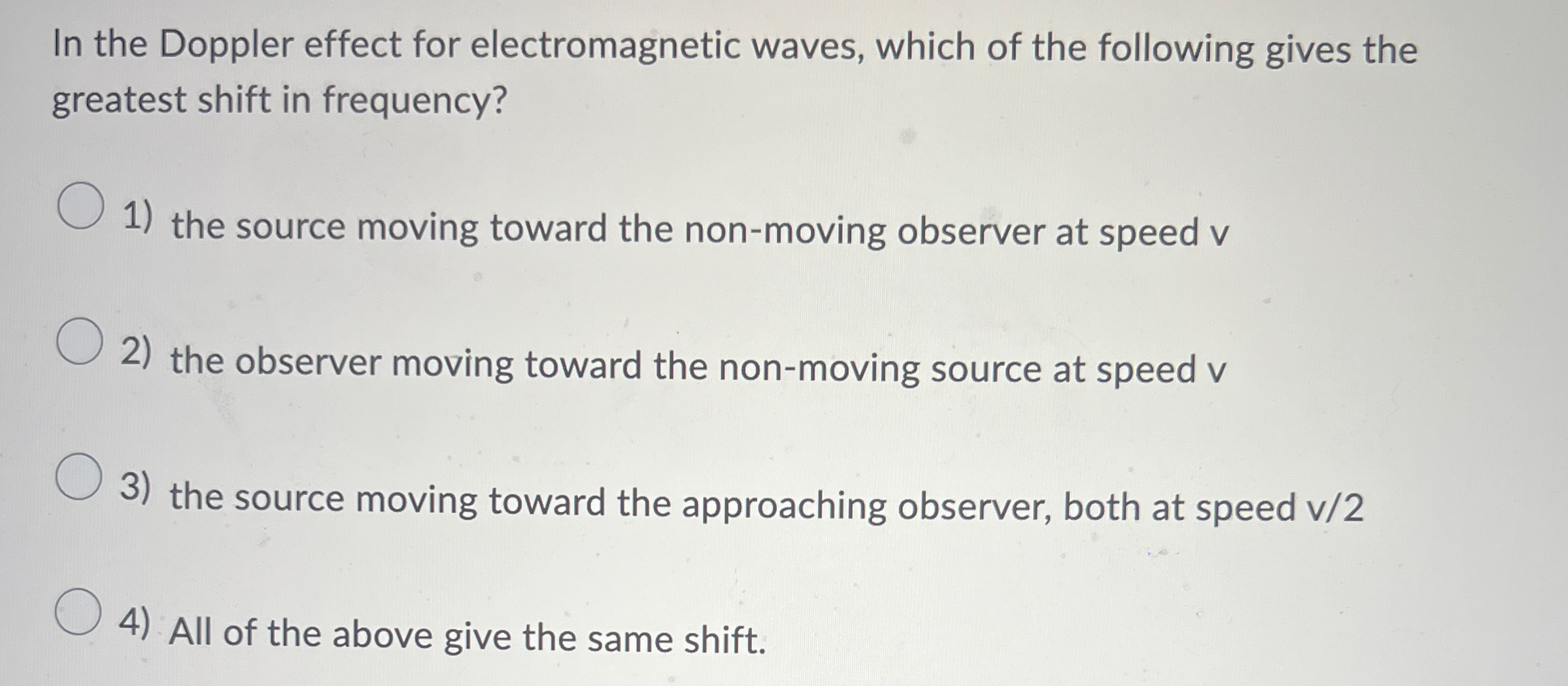 Solved In the Doppler effect for electromagnetic waves, | Chegg.com