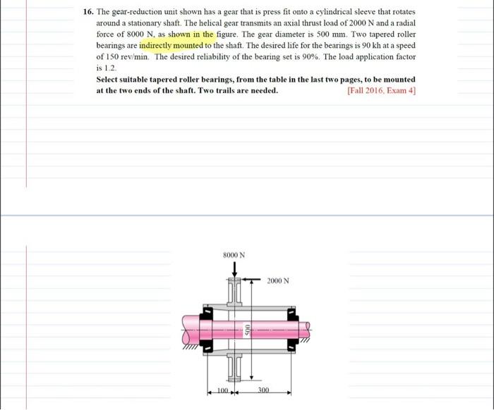 Solved 16. The gear-reduction unit shown has a gear that is | Chegg.com