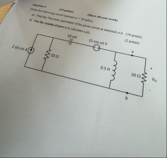 Solved Question 3 (22 ﻿points)Given the following circuit | Chegg.com