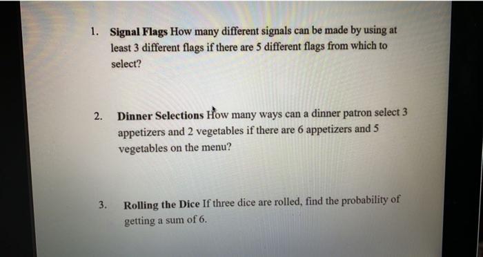Solved 1. Signal Flags How many different signals can be | Chegg.com