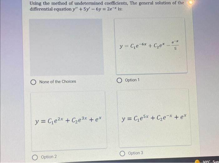 Solved Using the method of undetermined coefficients, The | Chegg.com
