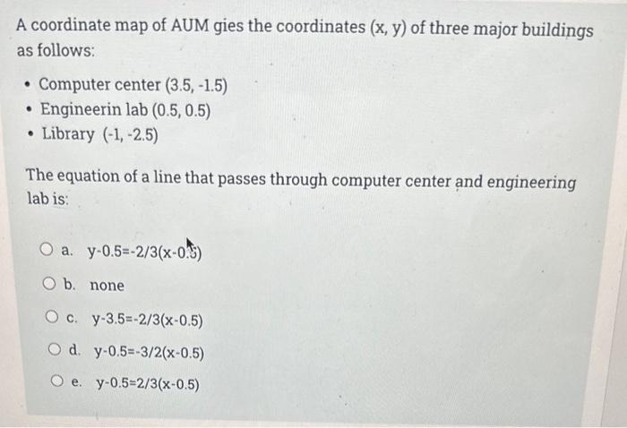 Solved A coordinate map of AUM gies the coordinates (x,y) of | Chegg.com