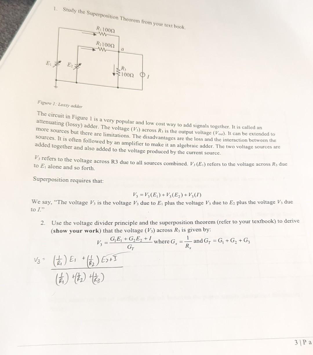 Solved 1. Study the Superposition Theorem n. ur text book. | Chegg.com