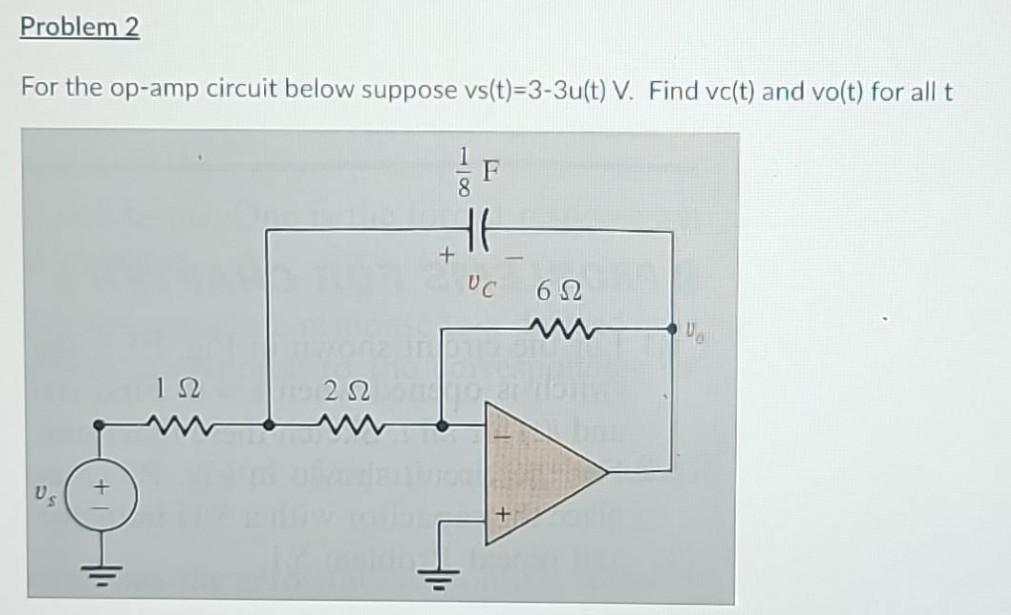 Solved For the op-amp circuit below suppose vs(t)=3−3u(t)V. | Chegg.com