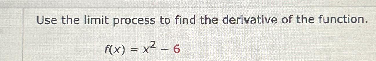 Solved Use the limit process to find the derivative of the | Chegg.com