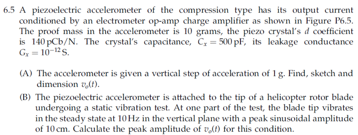Solved 6.5 ﻿A piezoelectric accelerometer of the compression | Chegg.com