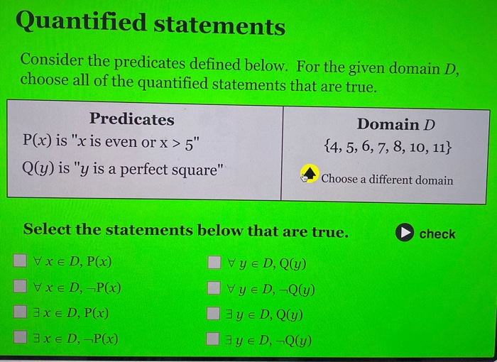 Solved Quantified statements Consider the predicates defined | Chegg.com