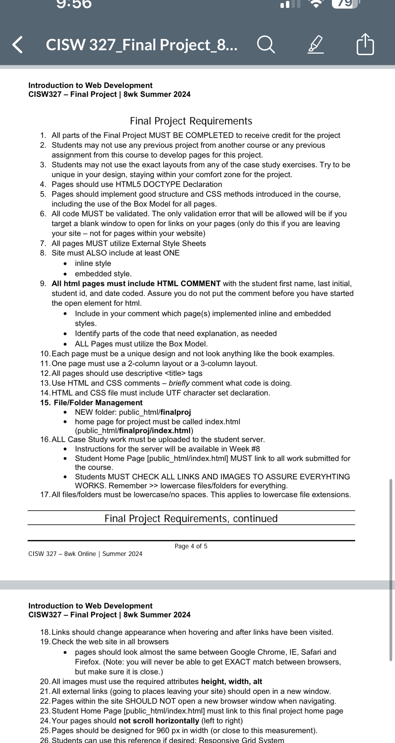 Solved CISW 327_Final Project_8...Introduction to Web | Chegg.com