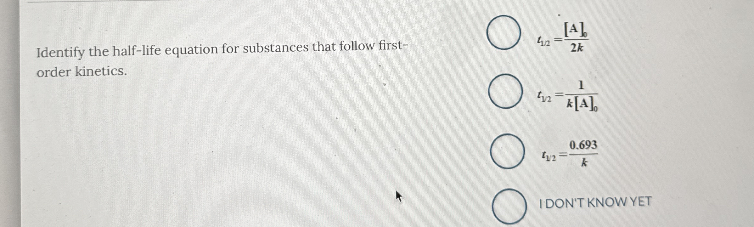 Solved Identify the half-life equation for substances that | Chegg.com