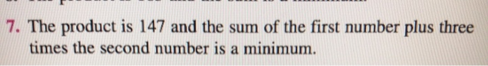 Solved - - - - 7. The product is 147 and the sum of the | Chegg.com