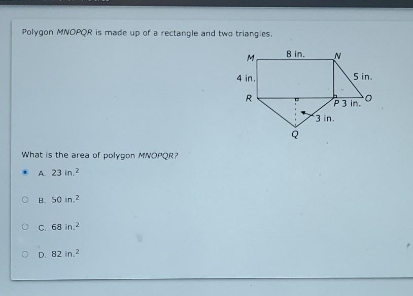 Solved Polygon MNOPQR is made up of a rectangle and two | Chegg.com